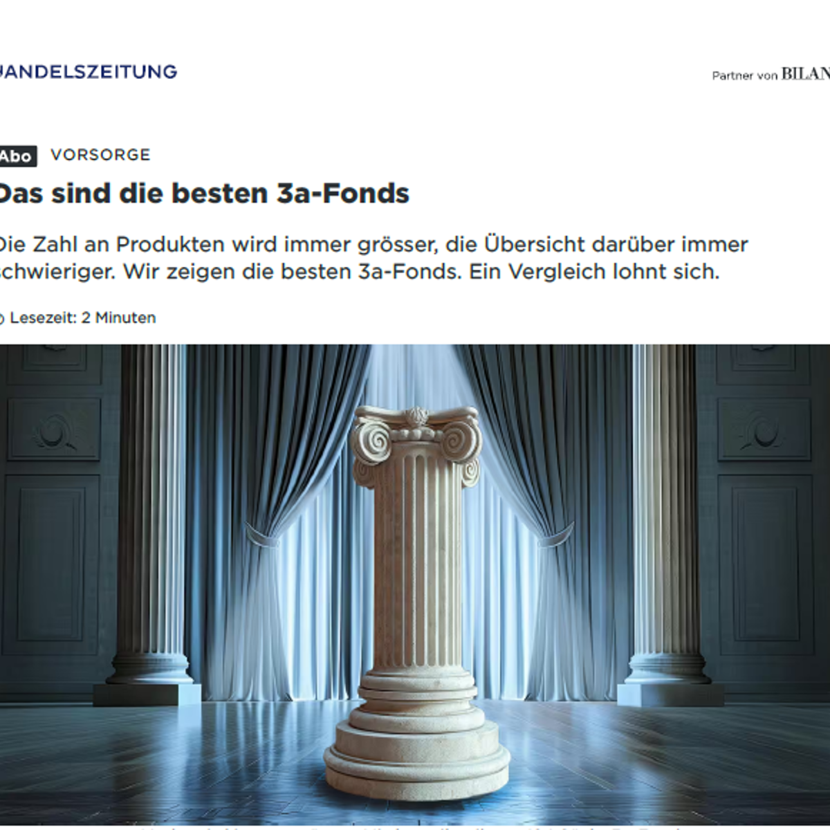 Die besten 3a-Fonds im «Handelszeitung» Check | HEG-FR